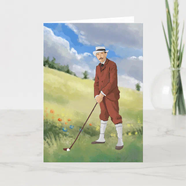Vintage golfer in the rough card | Zazzle