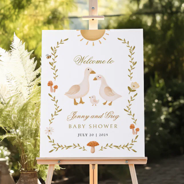 Vintage Goose Baby Shower Welcome Sign | Zazzle