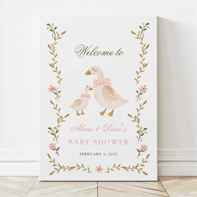 Vintage Goose Girl Baby Shower Welcome Sign | Zazzle