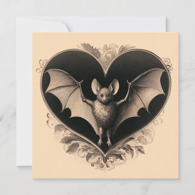 Vintage Goth Bat Valentine Gothic Retro Card | Zazzle