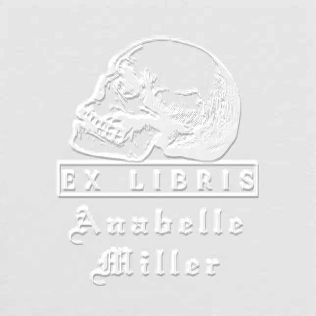 Vintage Goth Skull Medieval Script Library Book Embosser | Zazzle