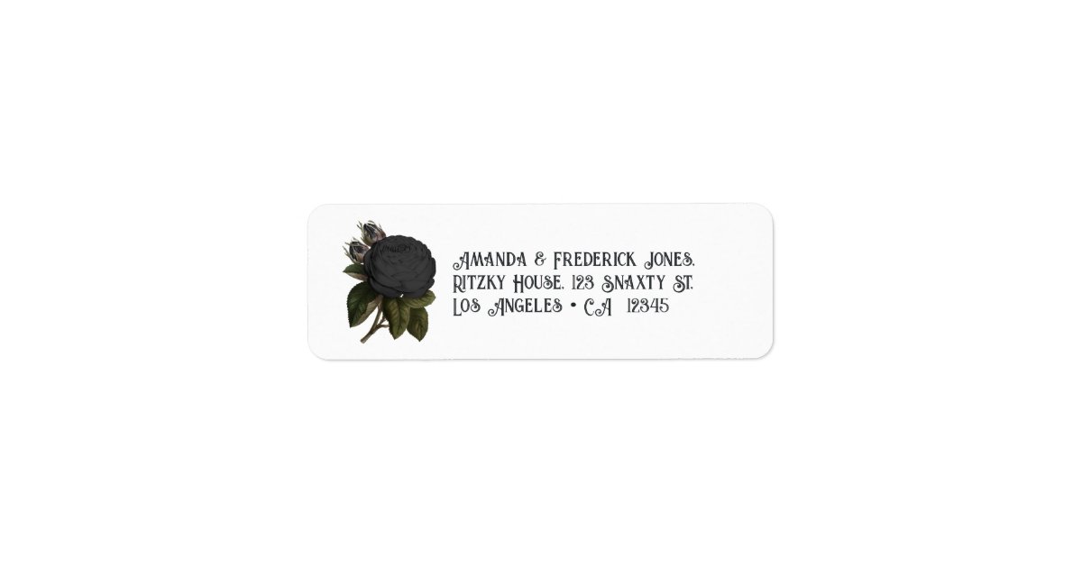 Vintage Gothic Black Roses Label | Zazzle