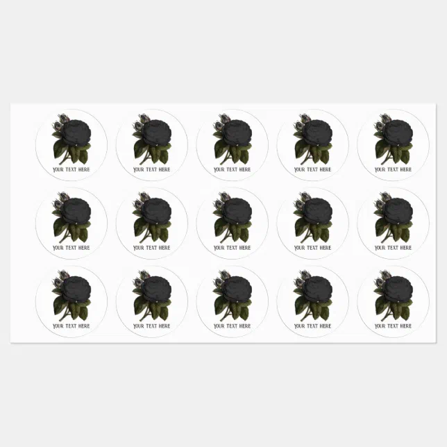 Vintage Gothic Black Roses Personalized Labels | Zazzle