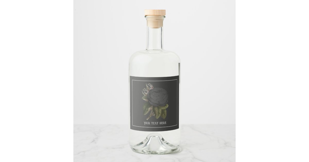 Vintage Gothic Black Roses Personalized Liquor Bottle Label | Zazzle