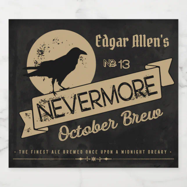 Vintage Gothic Custom Personalized Raven Halloween Beer Bottle Label ...