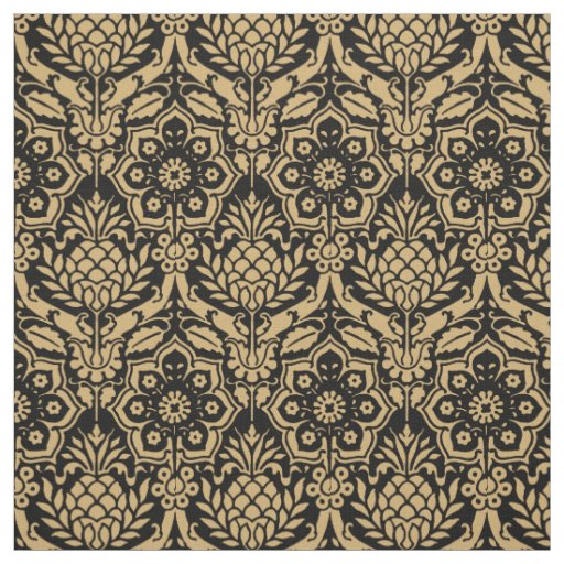 Vintage Gothic Floral Pattern Fabric | Zazzle
