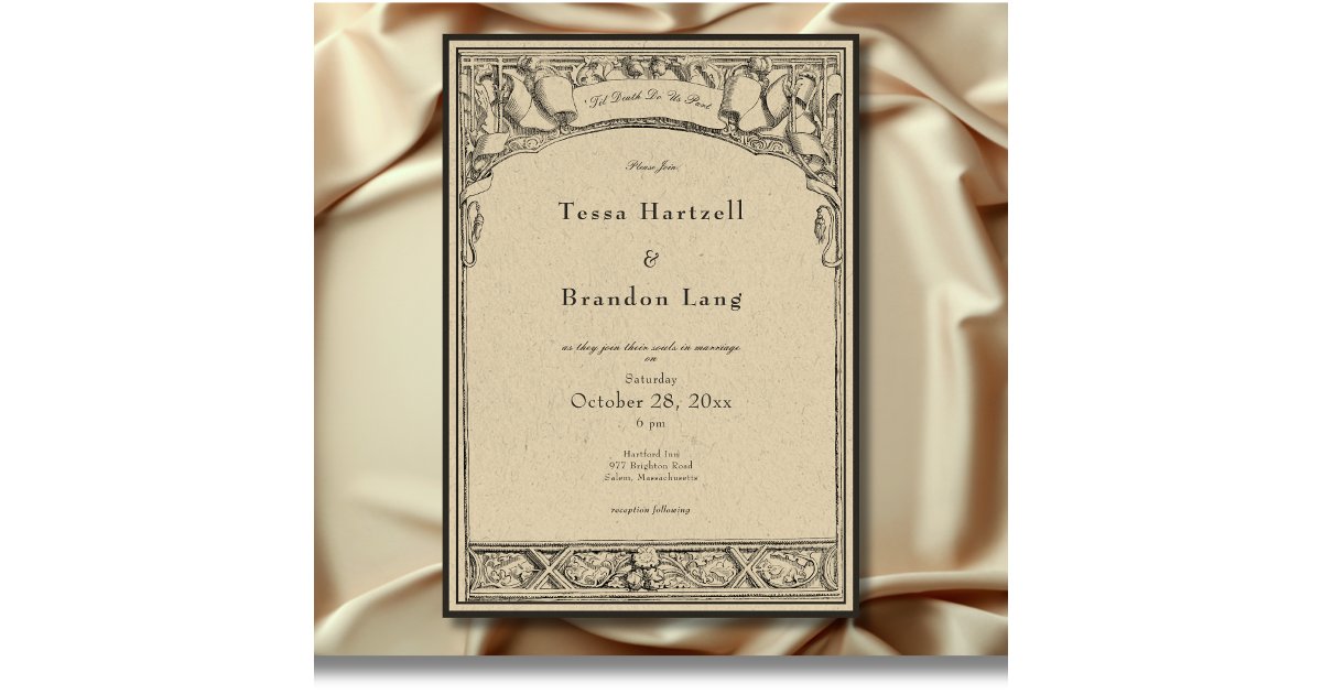 Vintage Gothic Medieval Arch Border Wedding Invitation | Zazzle