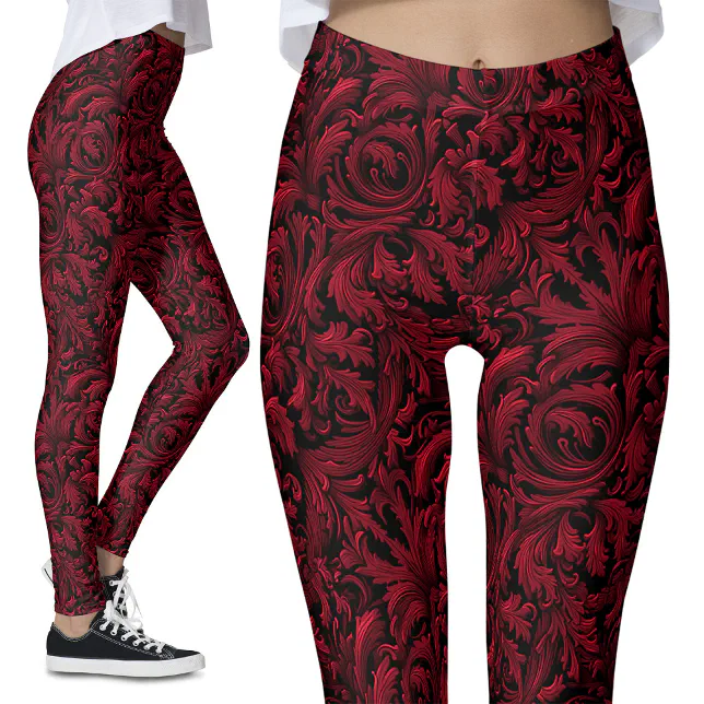 Vintage Gothic Pattern Leggings - Gothic Nostalgia | Zazzle