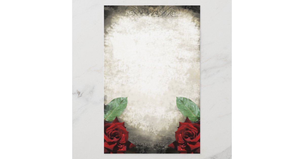 Vintage Gothic Rose Stationery | Zazzle