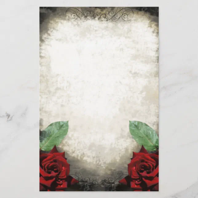 Vintage Gothic Rose Stationery | Zazzle