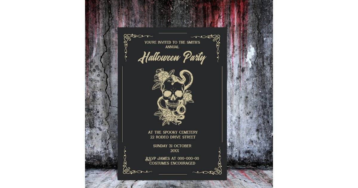 vintage gothic spooky halloween invitation | Zazzle