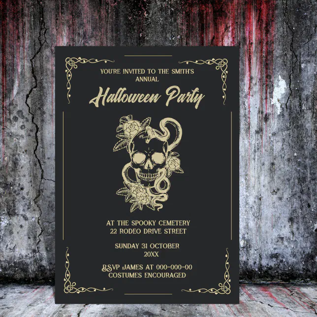vintage gothic spooky halloween invitation | Zazzle