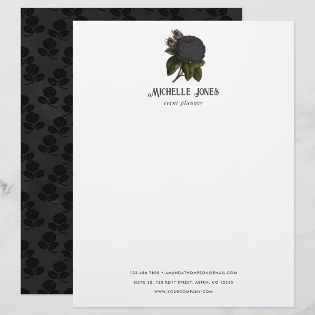 Vintage Gothic Wedding Black Roses Letterhead | Zazzle