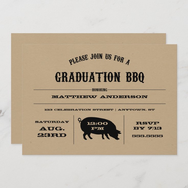 Vintage Graduation BBQ Invitation | Zazzle