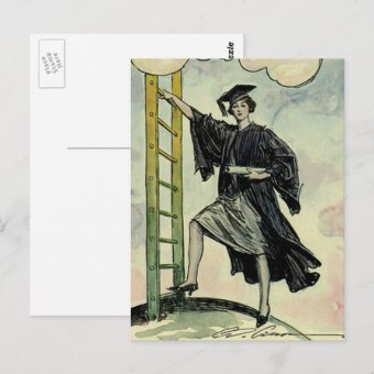 Vintage Graduation, Climbing the Corporate Ladder Postcard | Zazzle