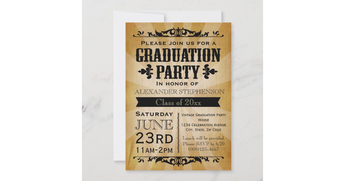 Vintage Graduation Party Invitation | Zazzle