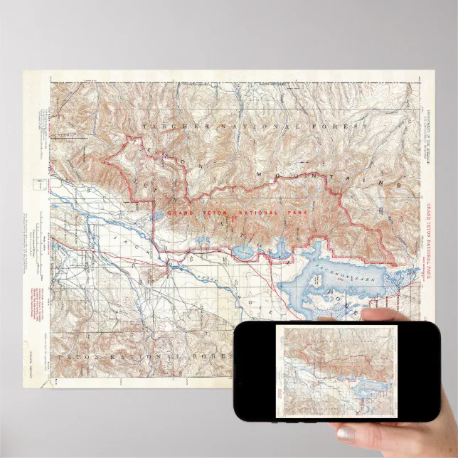 Vintage Grand Teton National Park Wyoming Map Poster | Zazzle