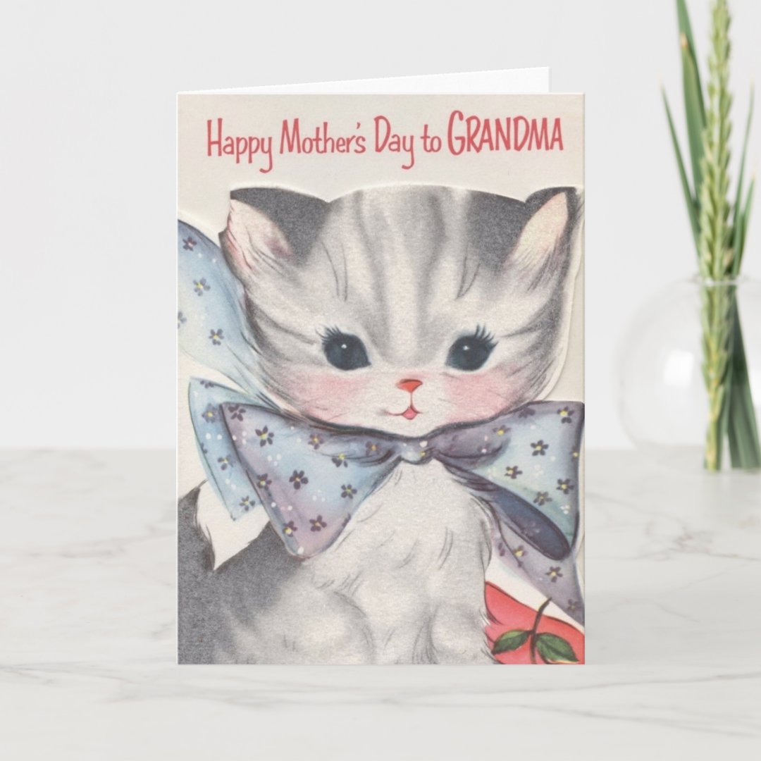 Vintage Grandma Mother's Day Cat Card | Zazzle
