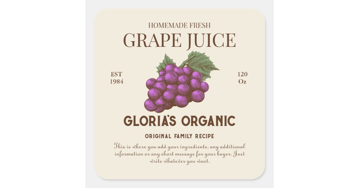 Vintage Grape Fruit Juice Custom Product Label | Zazzle