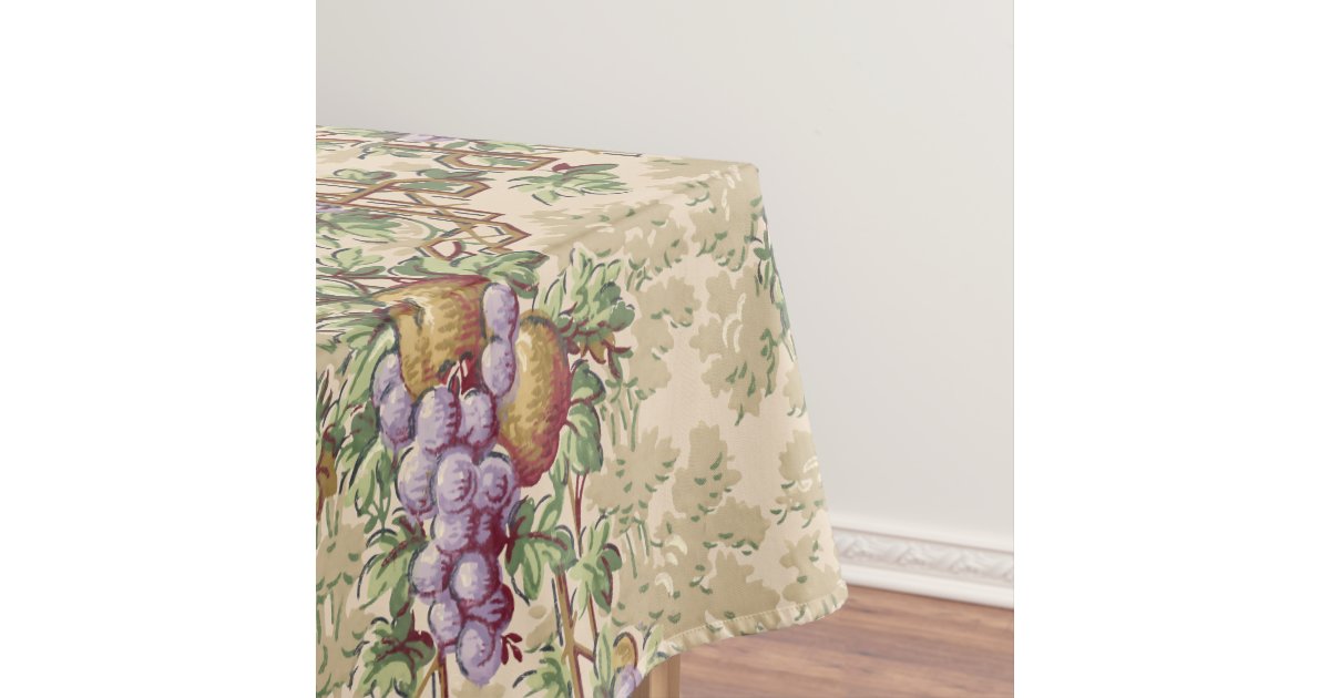 Vintage Grapevine & Fruit Garden Trellis Pattern Tablecloth | Zazzle