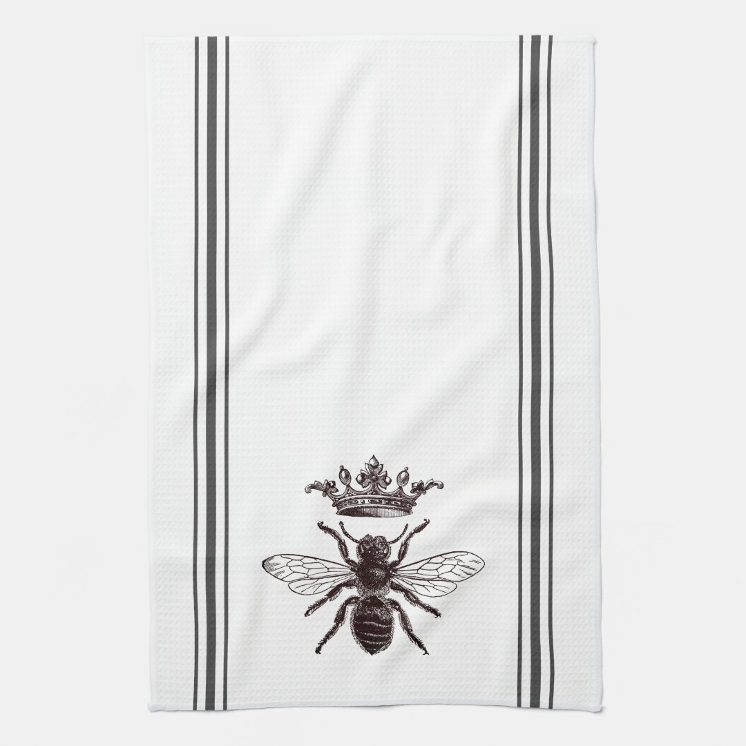 Vintage Graphic Queen Bee Kitchen Towel | Zazzle