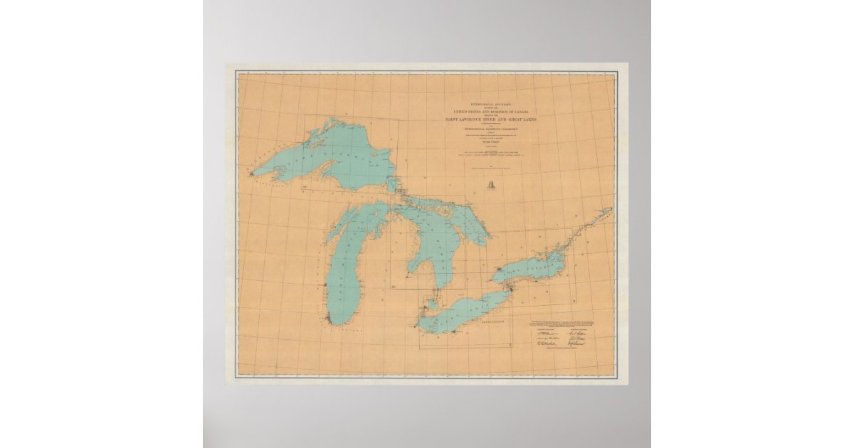Vintage Great Lakes Map (1915) Poster | Zazzle