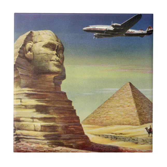 Vintage Great Sphinx of Giza, Pyramids of Egypt Ceramic Tile | Zazzle