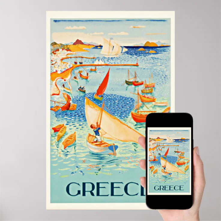 Vintage Greece Seascape Travel Art Print | Zazzle