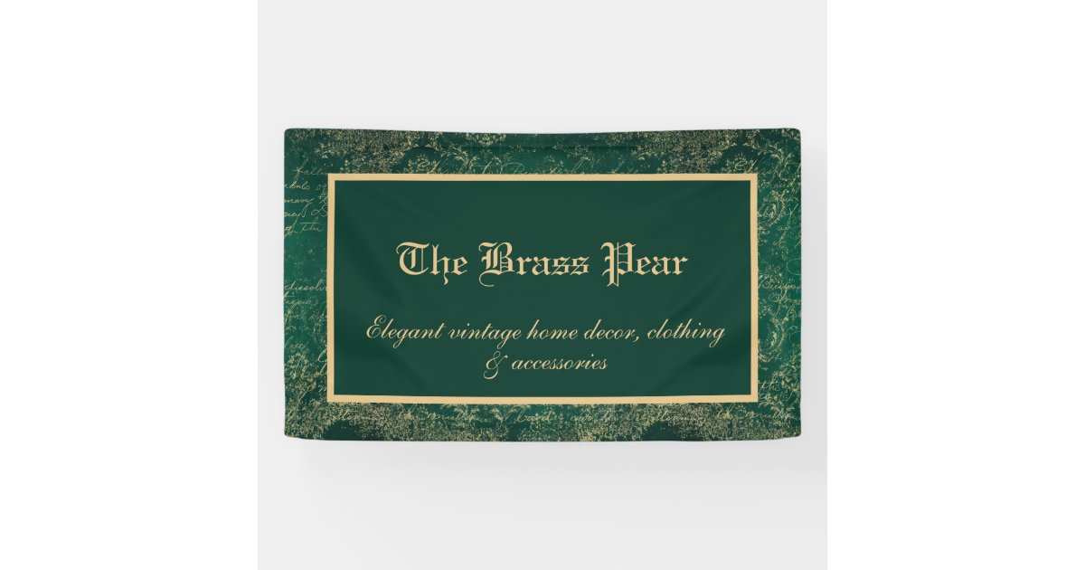 Vintage Green & Gold Ephemera Banner | Zazzle