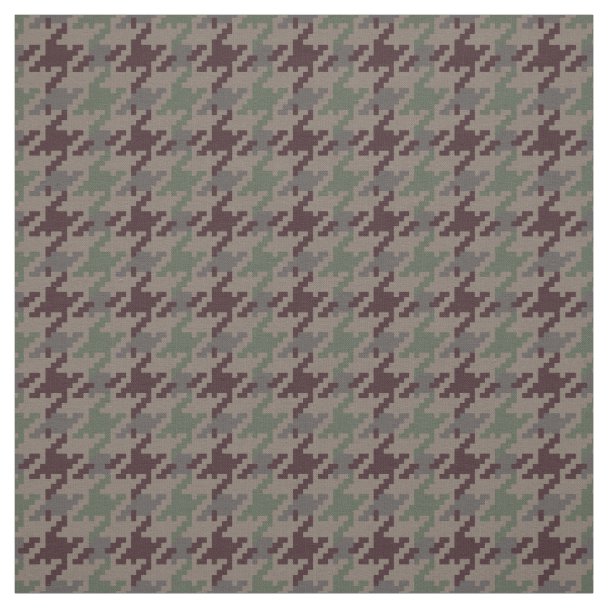 Vintage green houndstooth plaid pattern fabric | Zazzle
