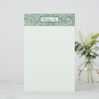 Vintage Green Ivy Ornamental Header and Your Name Stationery | Zazzle
