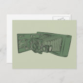 Vintage Green Old Photo Camera Postcard | Zazzle