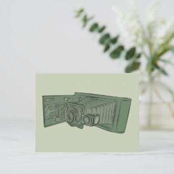 Vintage Green Old Photo Camera Postcard | Zazzle