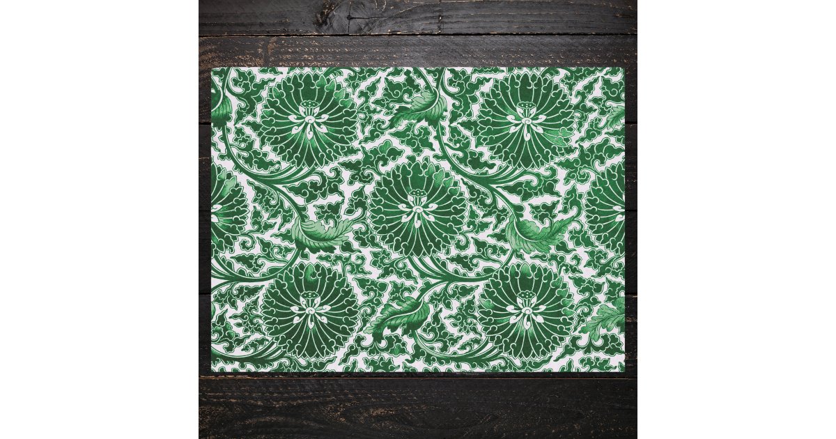 Vintage Green Ornamental Floral Pattern Tissue Paper | Zazzle