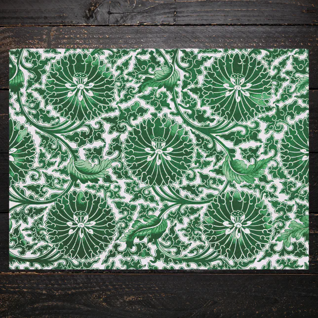 Vintage Green Ornamental Floral Pattern Tissue Paper | Zazzle