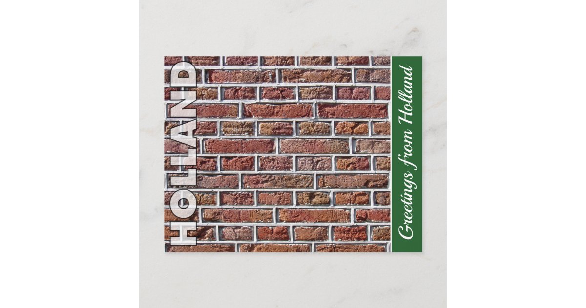 Vintage Green Red Dutch Brickwork Pointing Photo Postcard | Zazzle