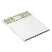 Vintage Green Willow Leaves Monogram Notepad | Zazzle