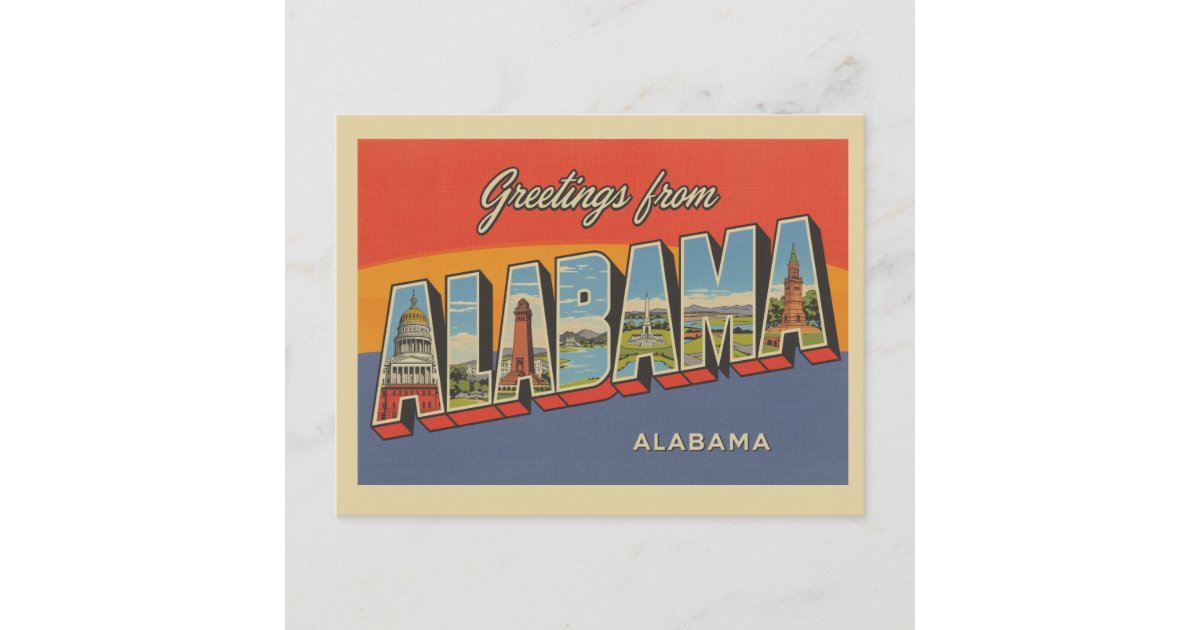 Vintage "Greetings from Alabama" Postcard | Zazzle