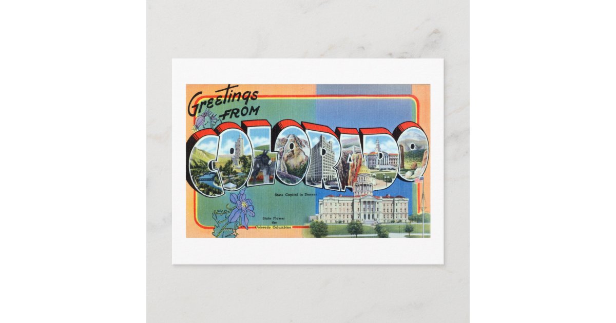 Vintage Greetings From Colorado Travel Poster Postcard | Zazzle