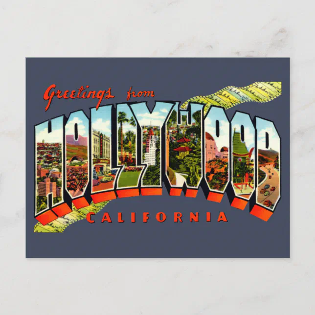 Vintage Greetings From Hollywood Travel Postcard | Zazzle