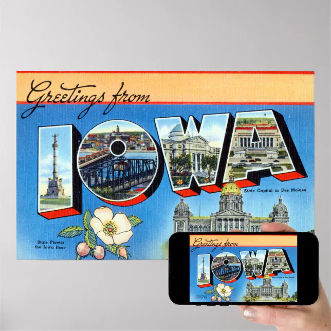 Vintage Greetings From Iowa Travel Poster | Zazzle