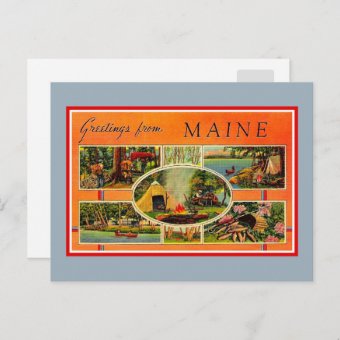 Vintage Greetings From Maine Postcard | Zazzle