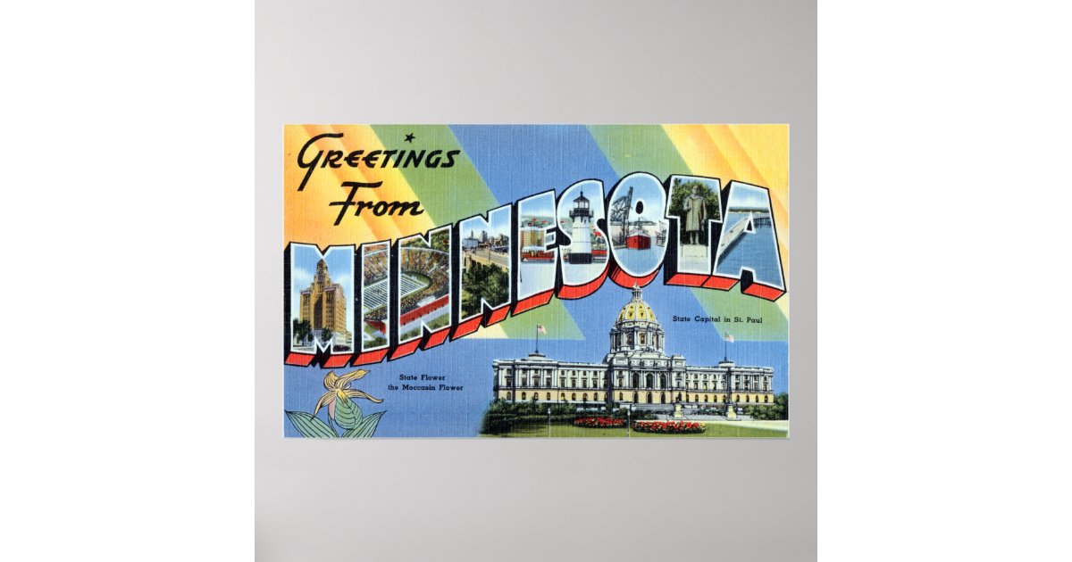 Vintage Greetings From Minnesota Travel Poster | Zazzle
