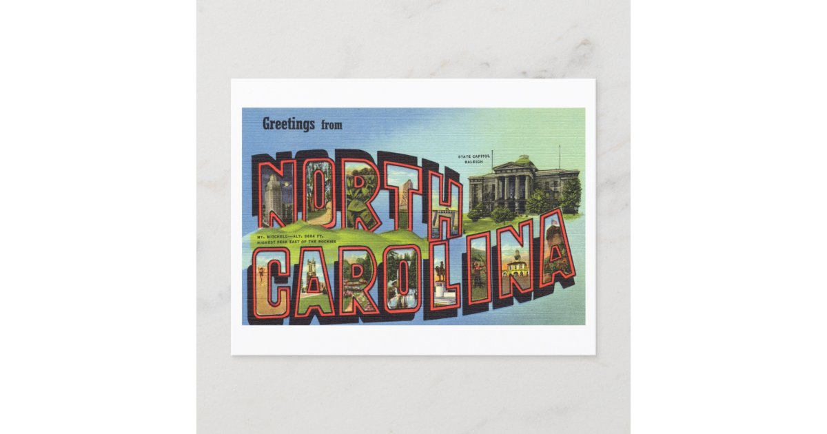 Vintage Greetings from North Carolina Postcard | Zazzle