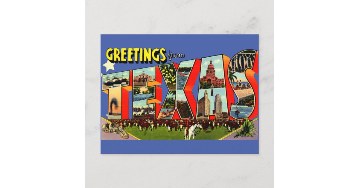 Vintage Greetings From Texas Travel Postcard | Zazzle
