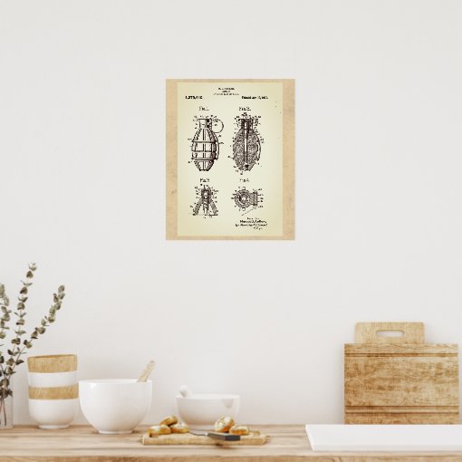 Vintage Grenade Patent Poster | Zazzle