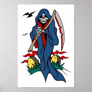 American Traditional Reaper Tattoo Flash