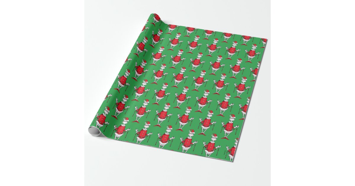 Vintage Grinch Christmas Green Pattern Wrapping Paper | Zazzle