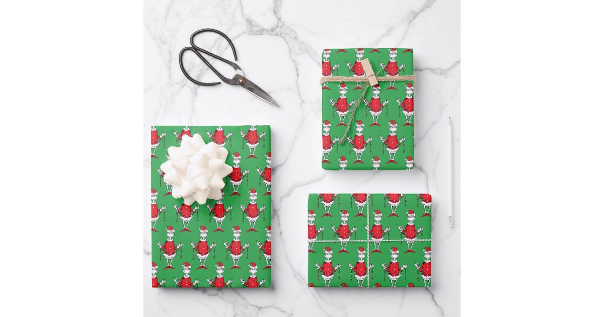 Vintage Grinch Christmas Green Pattern Wrapping Paper Sheets | Zazzle