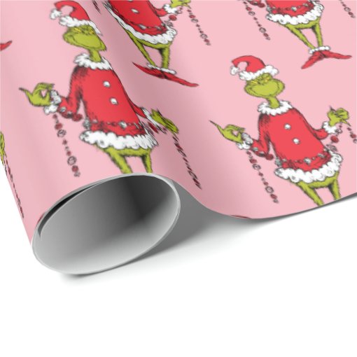 Vintage Grinch Christmas Pink Pattern Wrapping Paper | Zazzle